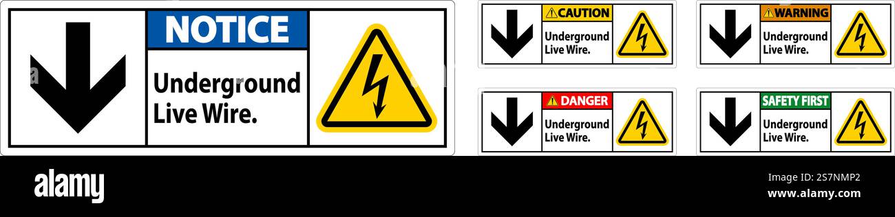 Danger Sign, Underground Live Wire Stock Vector Image & Art - Alamy