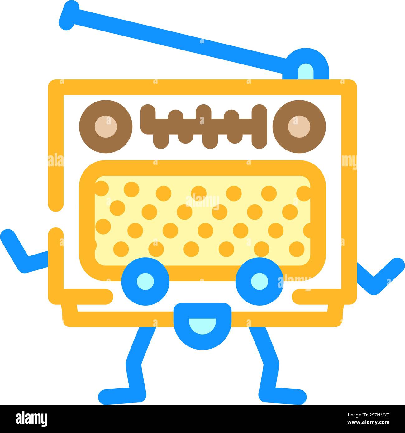 retro radio character music color icon vector. retro radio character ...