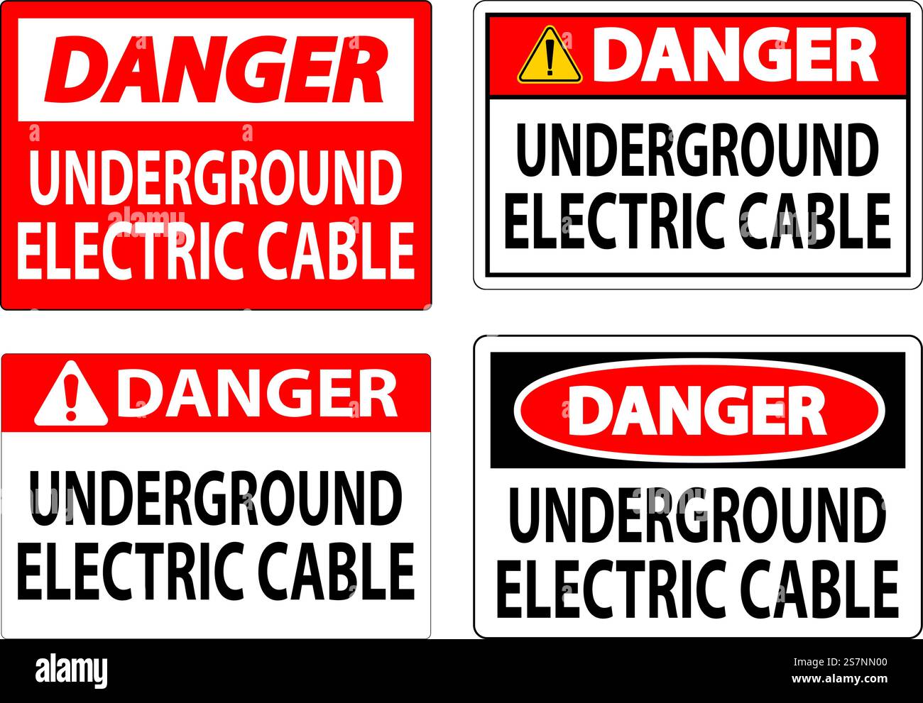 Danger Sign, Underground Electric Cable Stock Vector Image & Art - Alamy