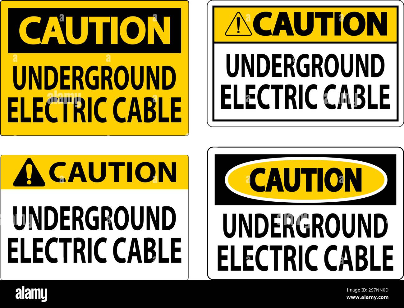Caution Sign, Underground Electric Cable Stock Vector Image & Art - Alamy
