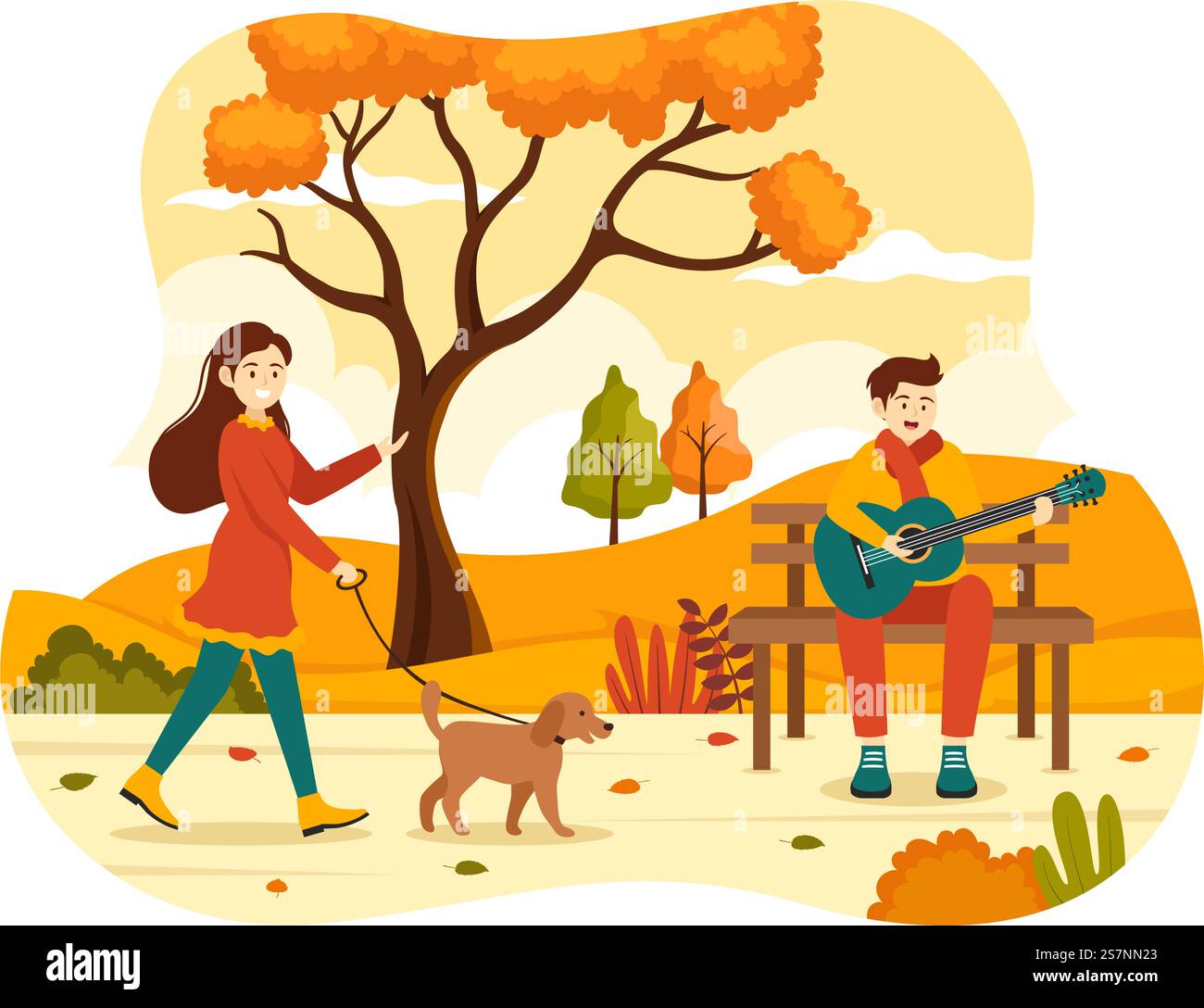 Fall Activity Vector Illustration with Activities like a People Rides a ...