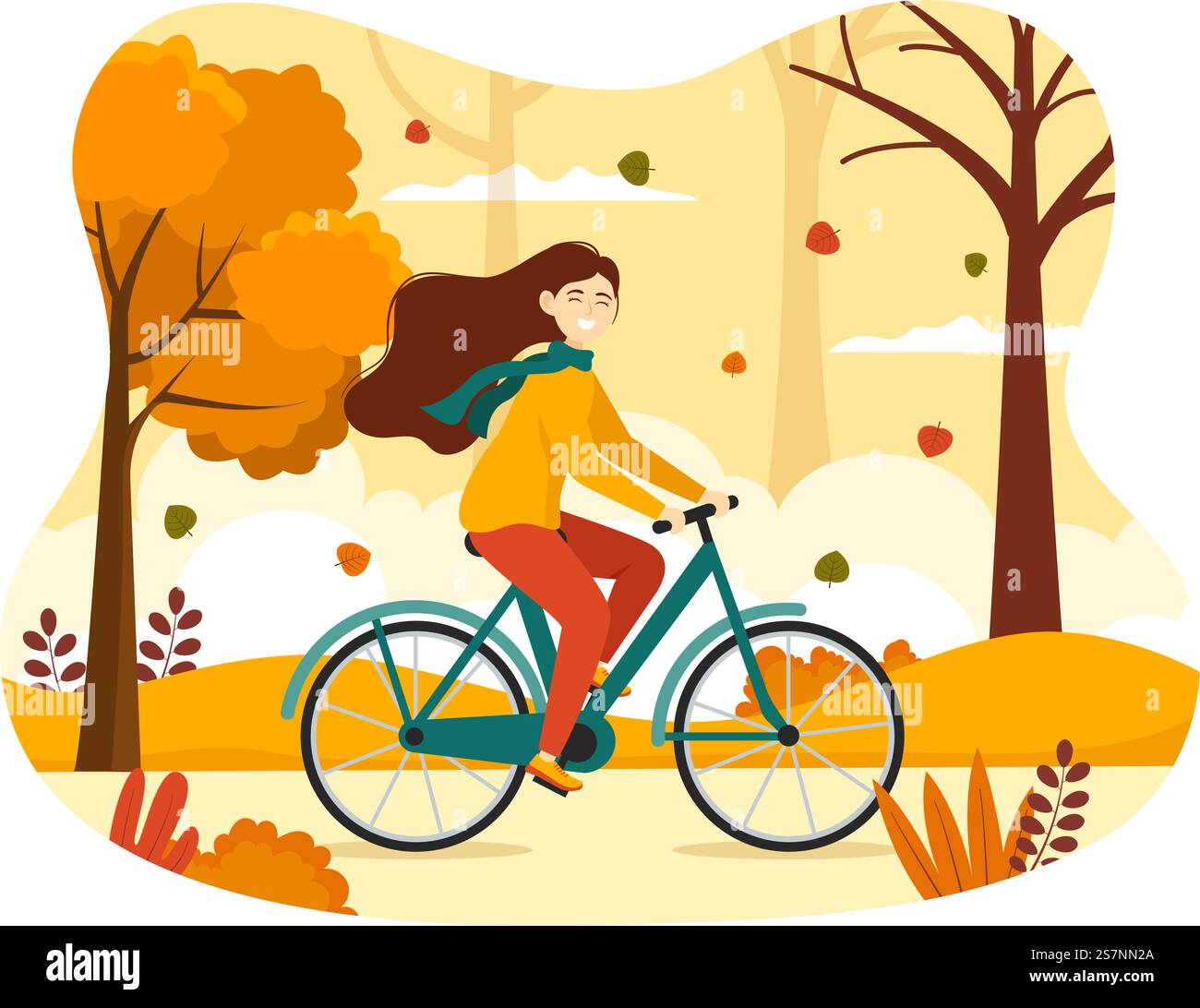 Fall Activity Vector Illustration with Activities like a People Rides a ...