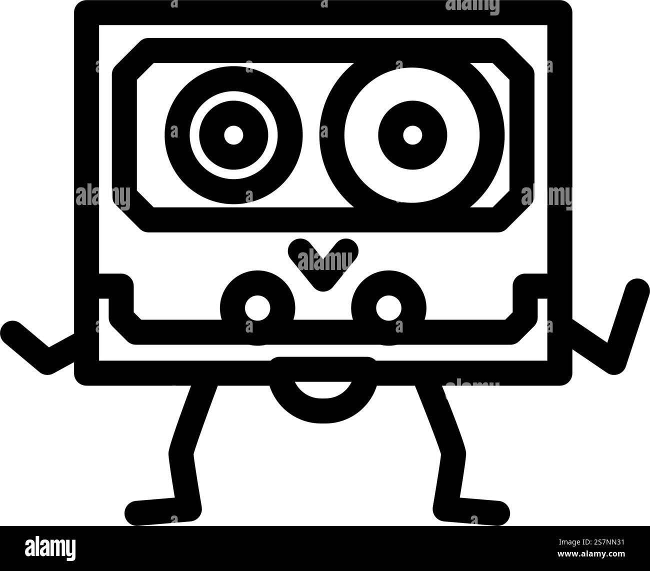 cassette tape music retro character line icon vector. cassette tape ...