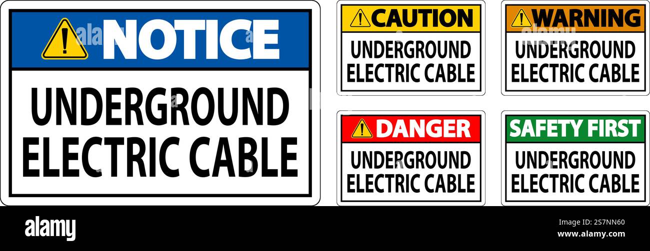 Caution Sign, Underground Electric Cable Stock Vector Image & Art - Alamy