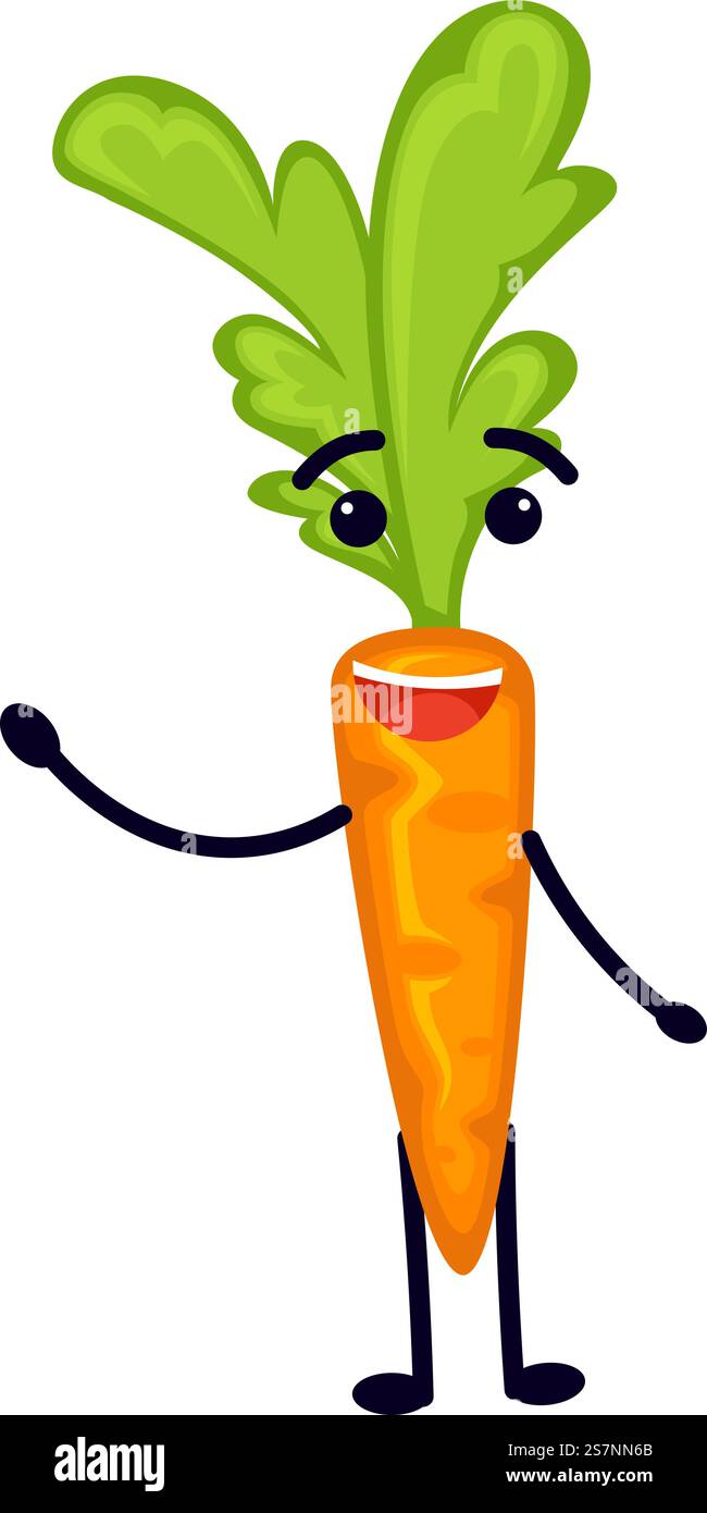 Carrot vegetable cartoon character waving hand and smiling. Isolated ...