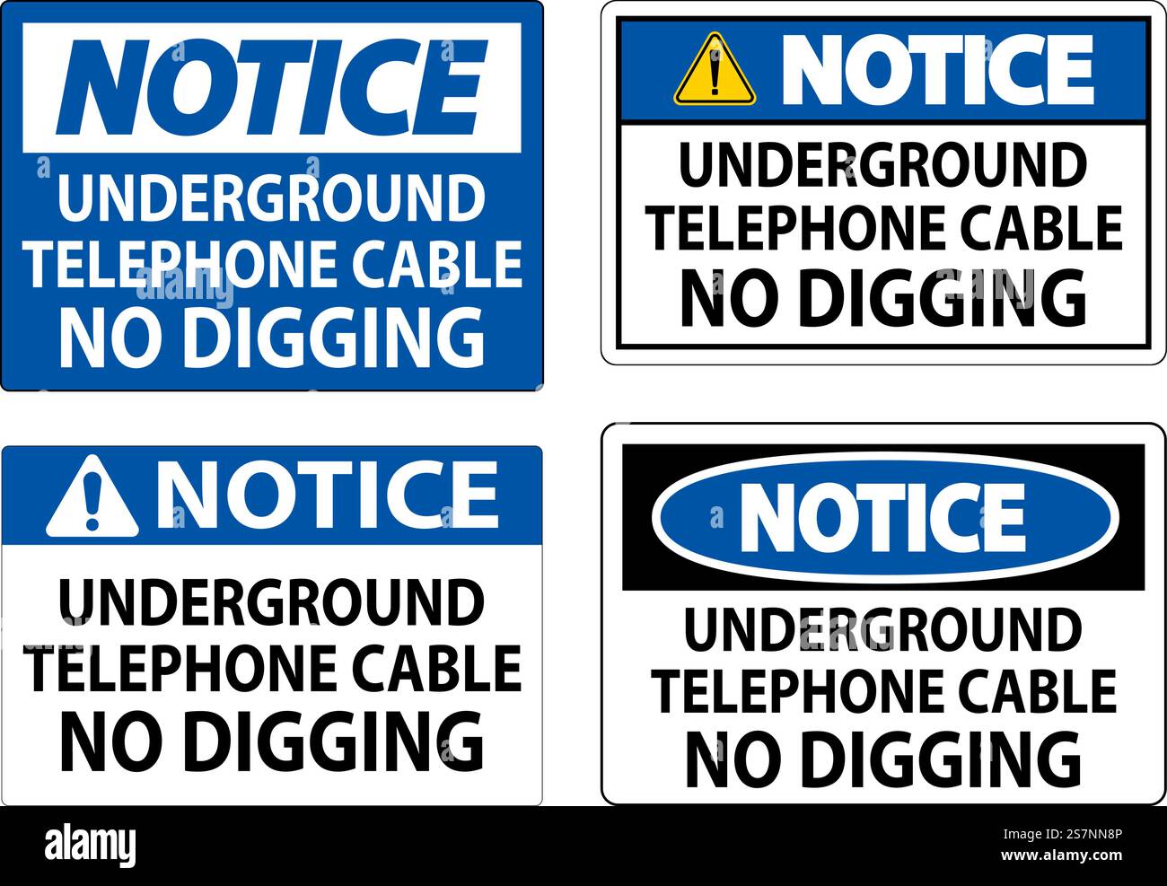 Notice Sign, Underground Telephone Cable No Digging Stock Vector Image ...