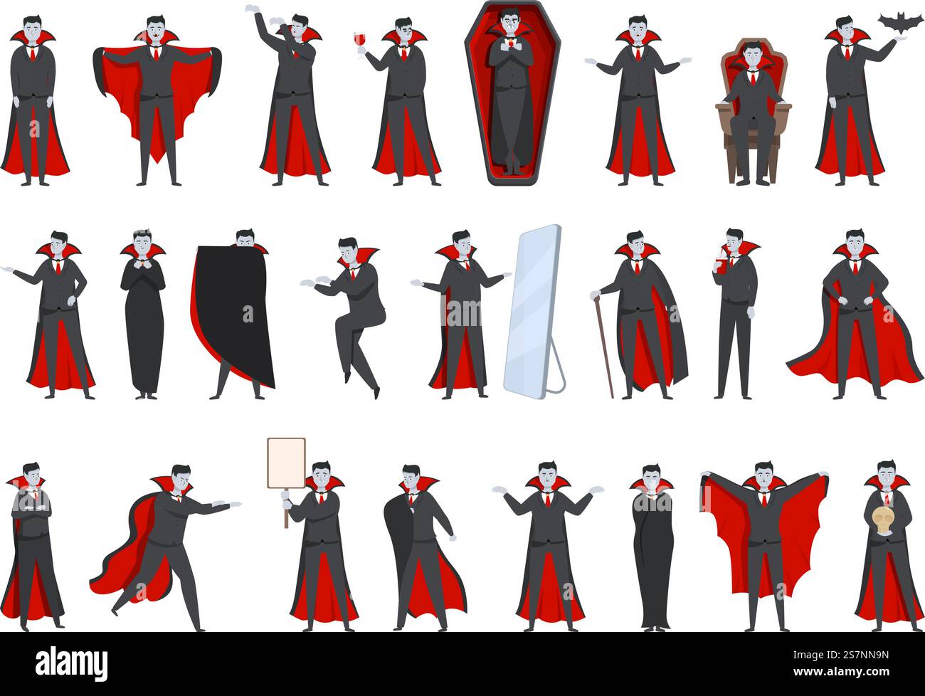Vampire icons set cartoon vector. Party character. Coffin man. Vampire ...