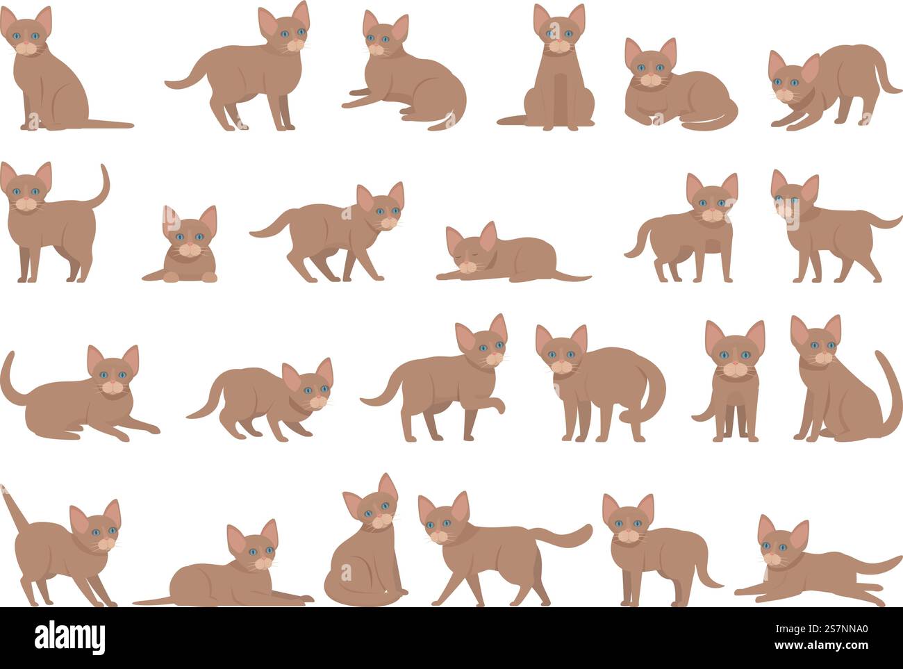 NAME icons set cartoon vector.. Devon Rex icons set cartoon vector ...