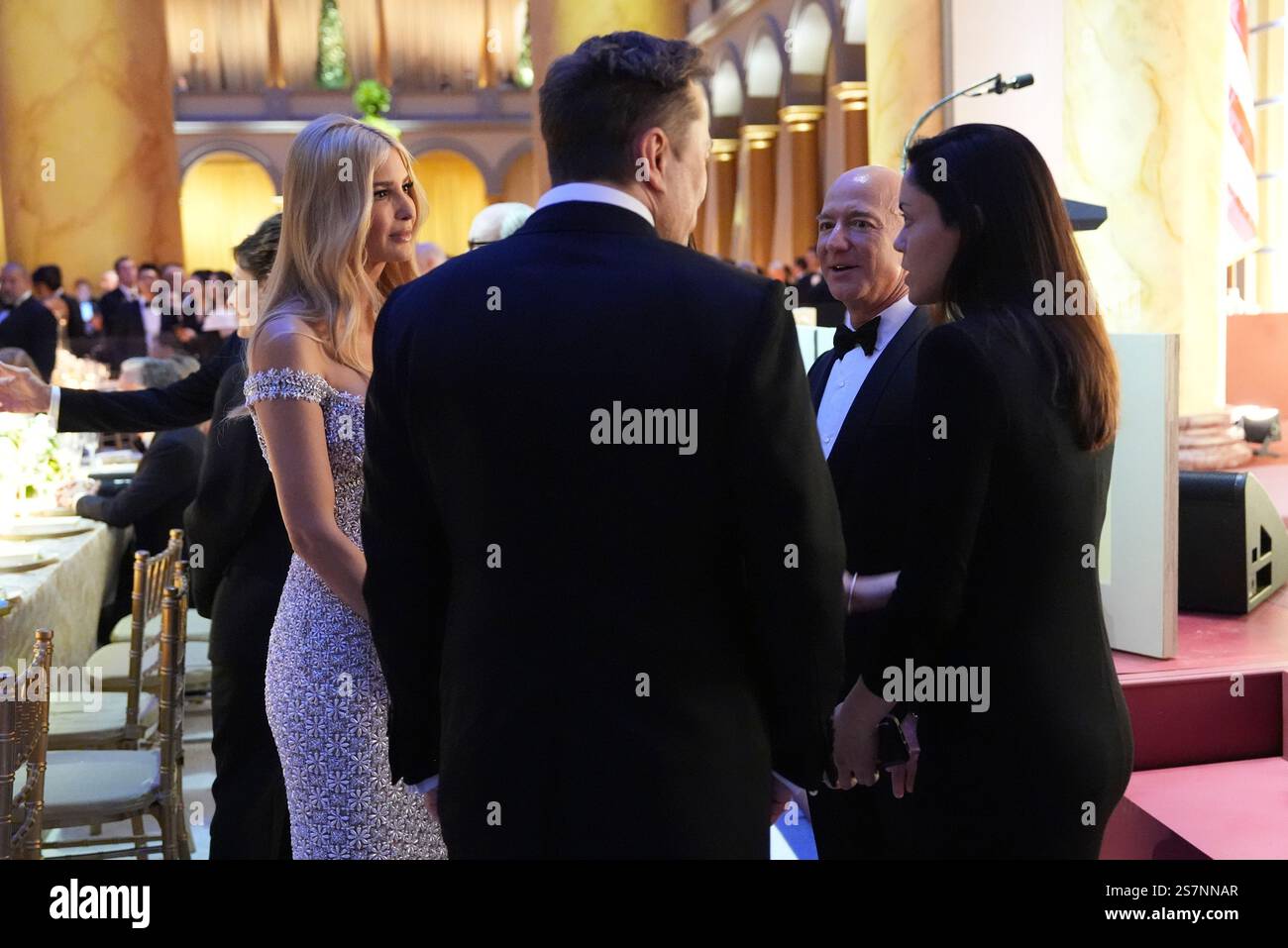Elon Musk talks with Ivanka Trump, Jeff Bezos and Shivon Zillis, right ...