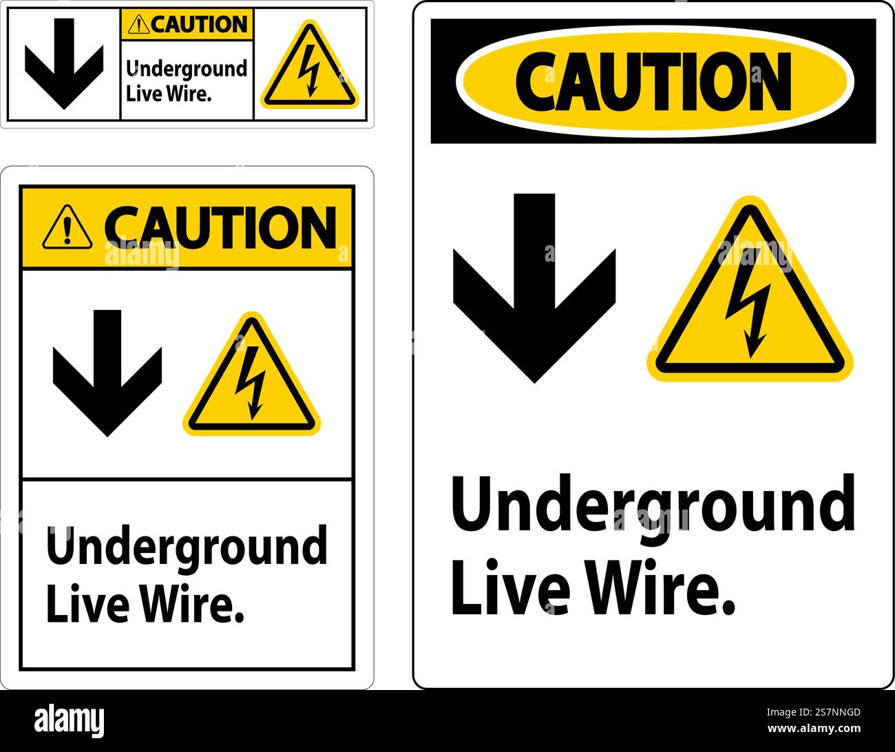 Caution Sign, Underground Live Wire Stock Vector Image & Art - Alamy
