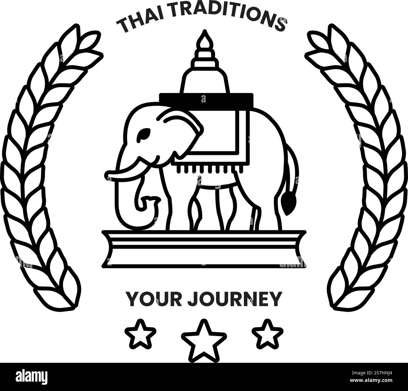 An illustration in the concept of Thai elephants in line style Stock ...
