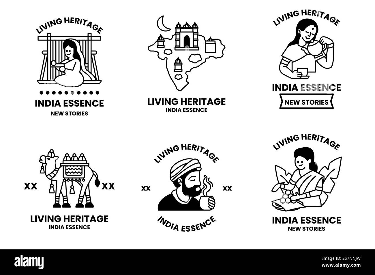 A set of illustrations in the concept of Indian culture and Indian ...