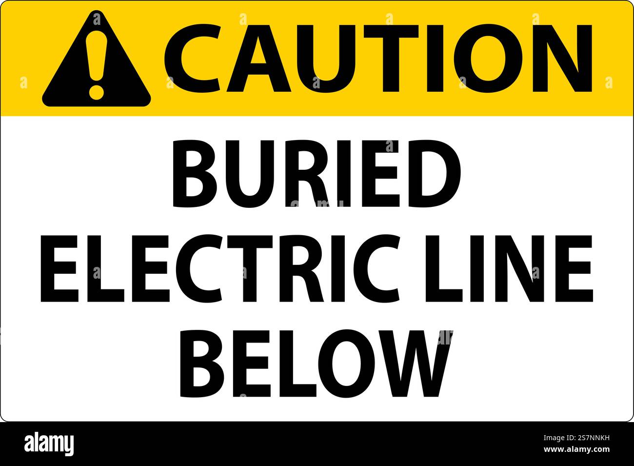 Caution Sign Buried Electric Line Below On White Background Stock ...