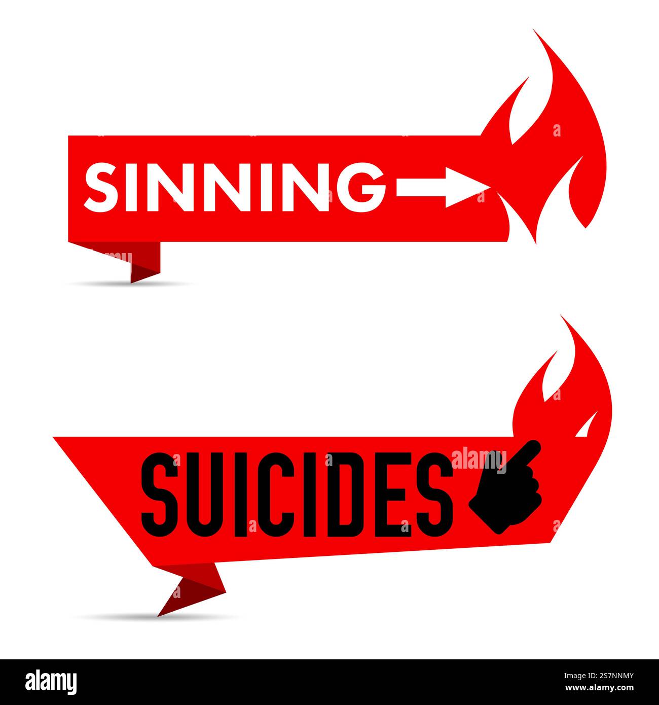 Sins and suicides lead to hellfire, banner. 3D realistic vector ...