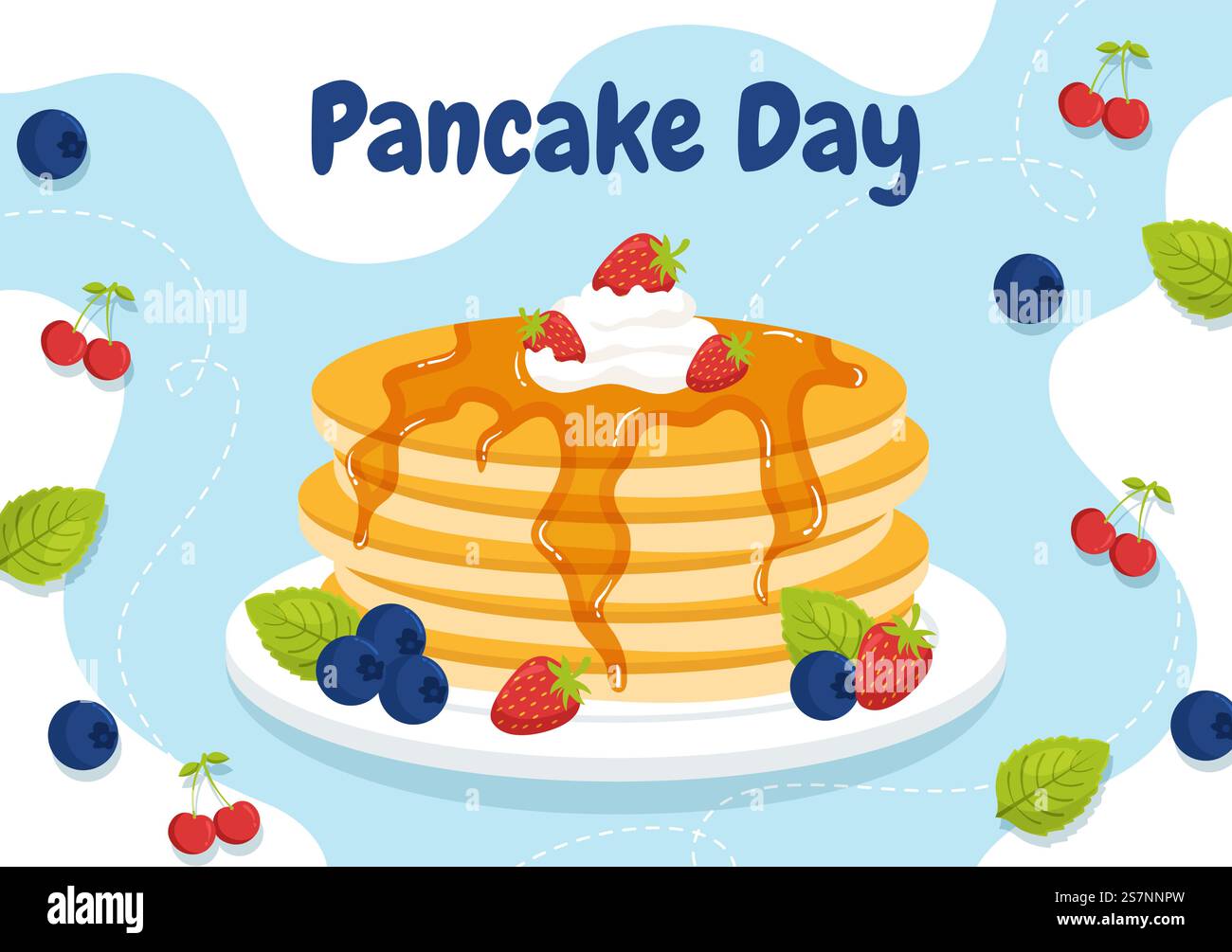 Pancake Day Vector Illustration a Plate of Pancakes Topped with Syrup ...