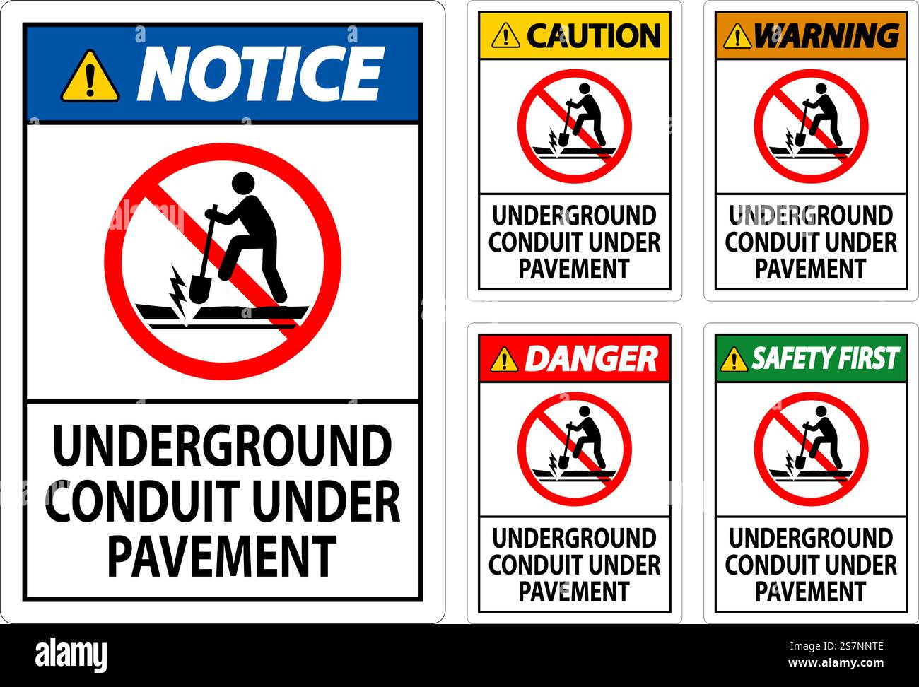 Danger Sign, Underground Conduit Under Pavement Stock Vector Image ...