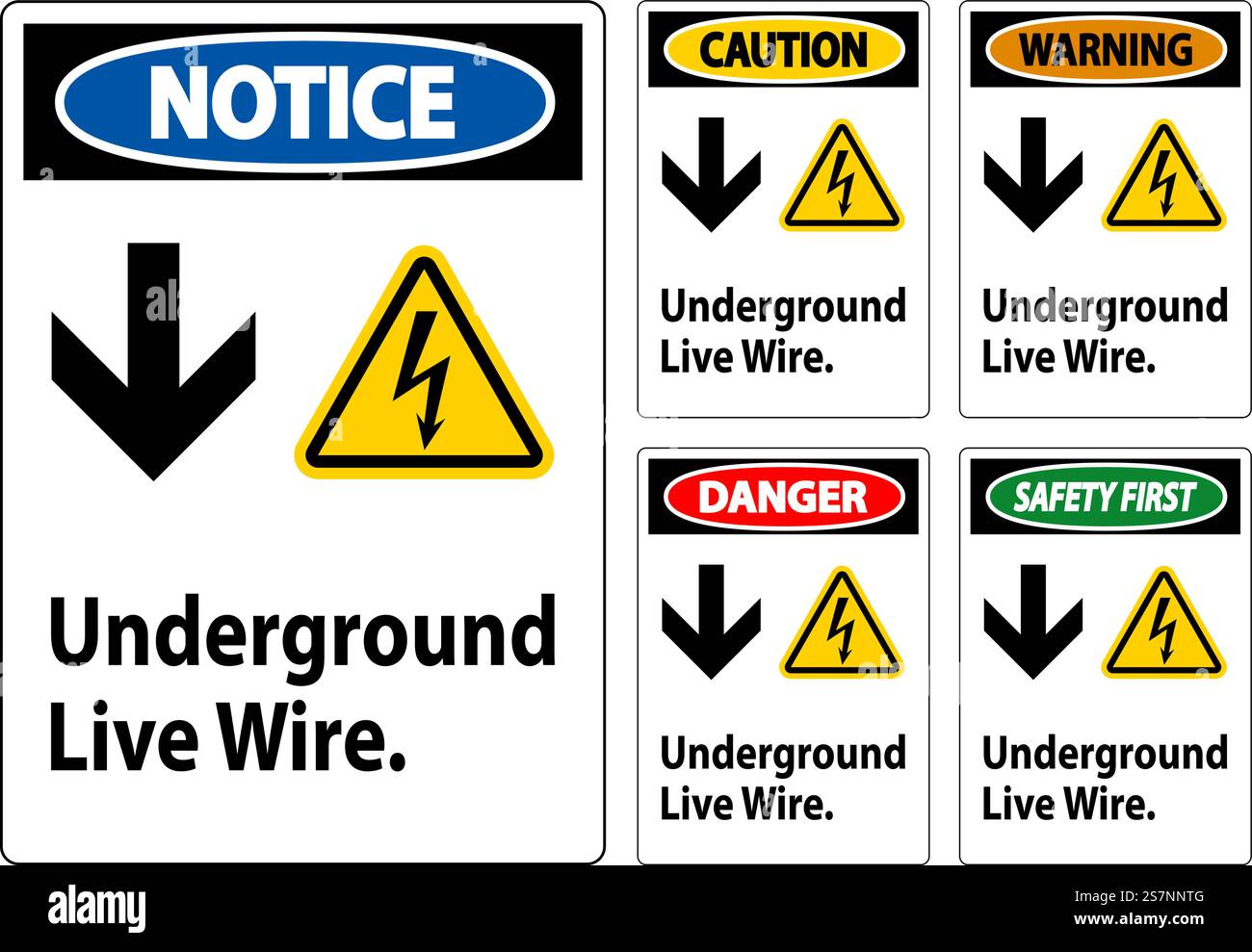 Danger Sign, Underground Live Wire Stock Vector Image & Art - Alamy
