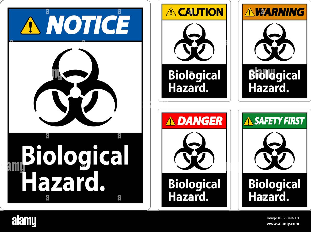 Warning Label Biological Hazard On White Background Stock Vector Image ...