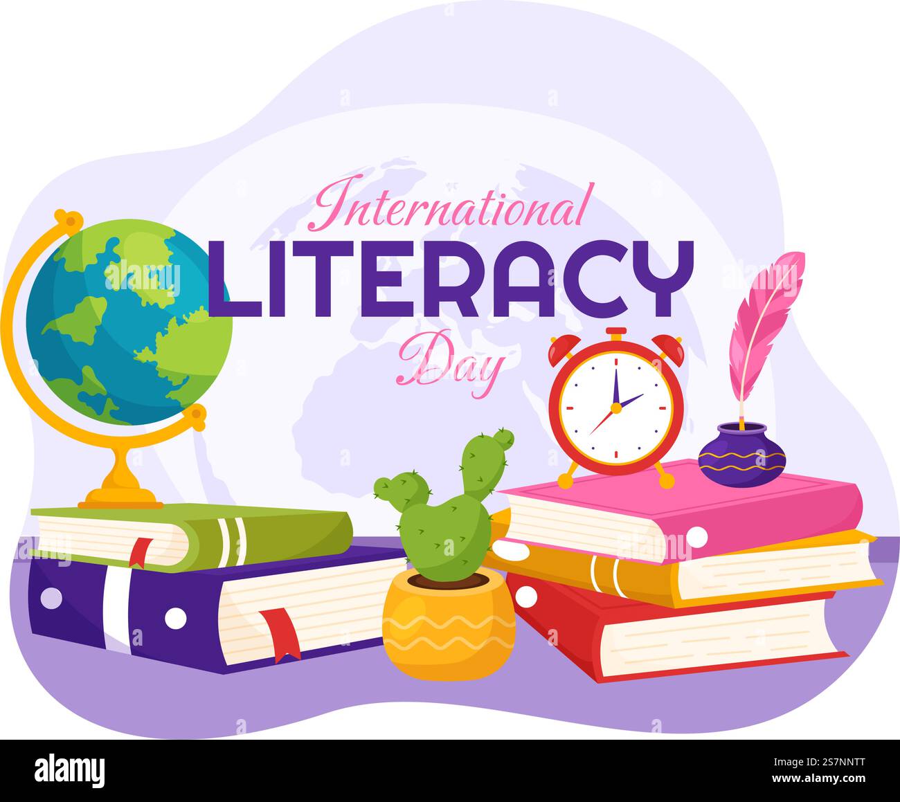 International Literacy Day Vector Illustration on 8th September with ...