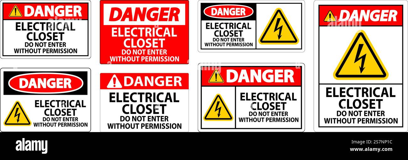 Danger Sign Electrical Closet - Do Not Enter Without Permission Stock ...