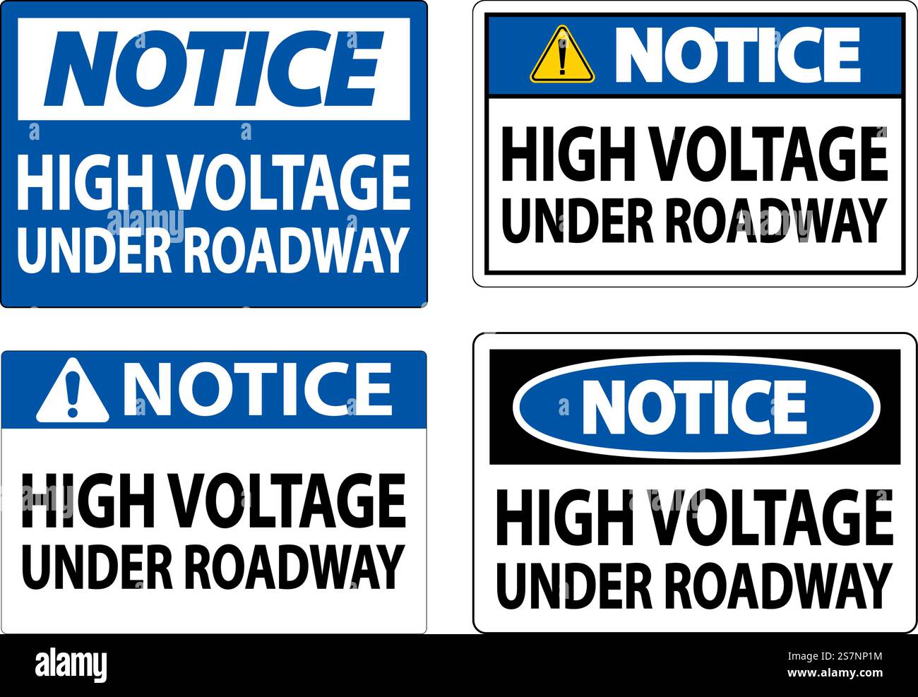 Notice Sign High Voltage Under Roadway Stock Vector Image & Art - Alamy