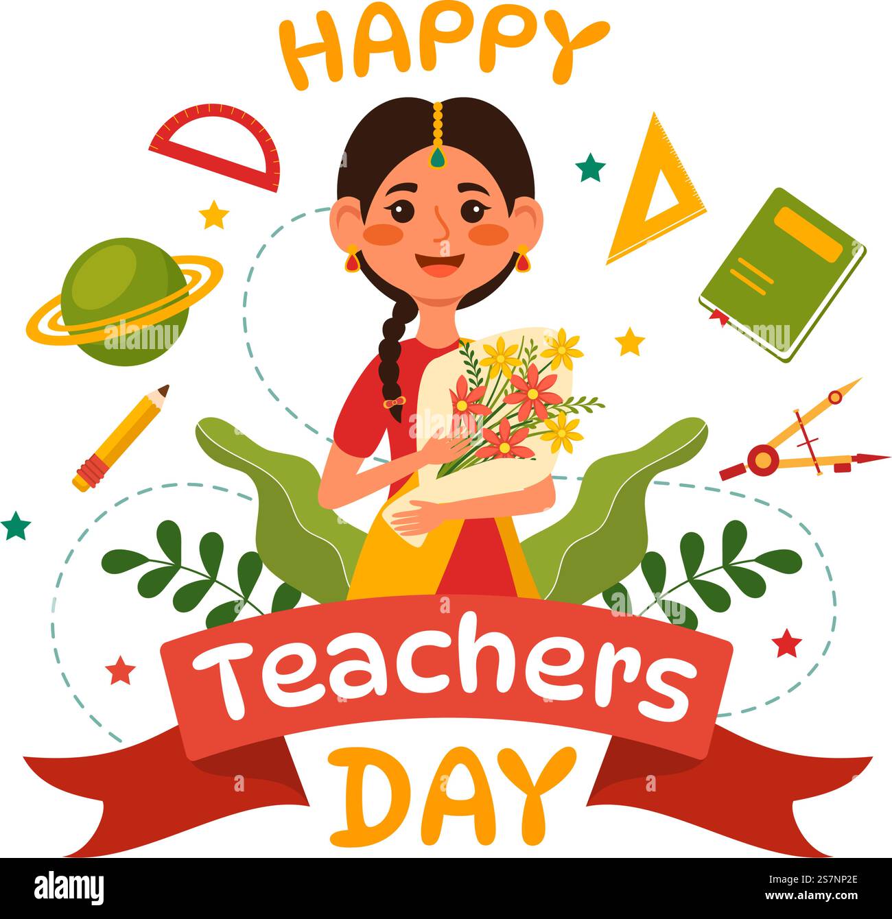 Happy Teacher day in India Vector Illustration with the Teachers Wear ...