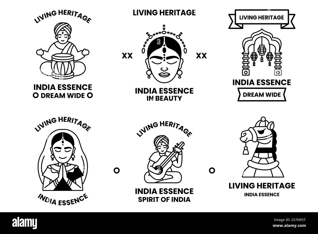 A set of illustrations in the concept of Indian culture and Indian ...