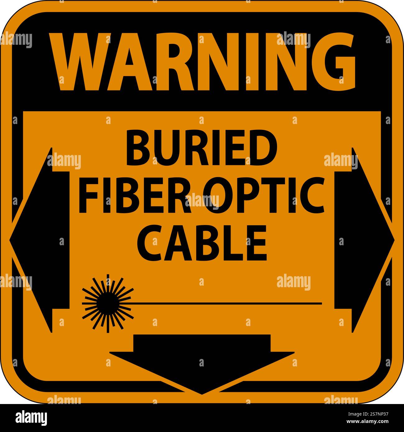 Warning Sign, Buried Fiber Optic Cable Stock Vector Image & Art - Alamy