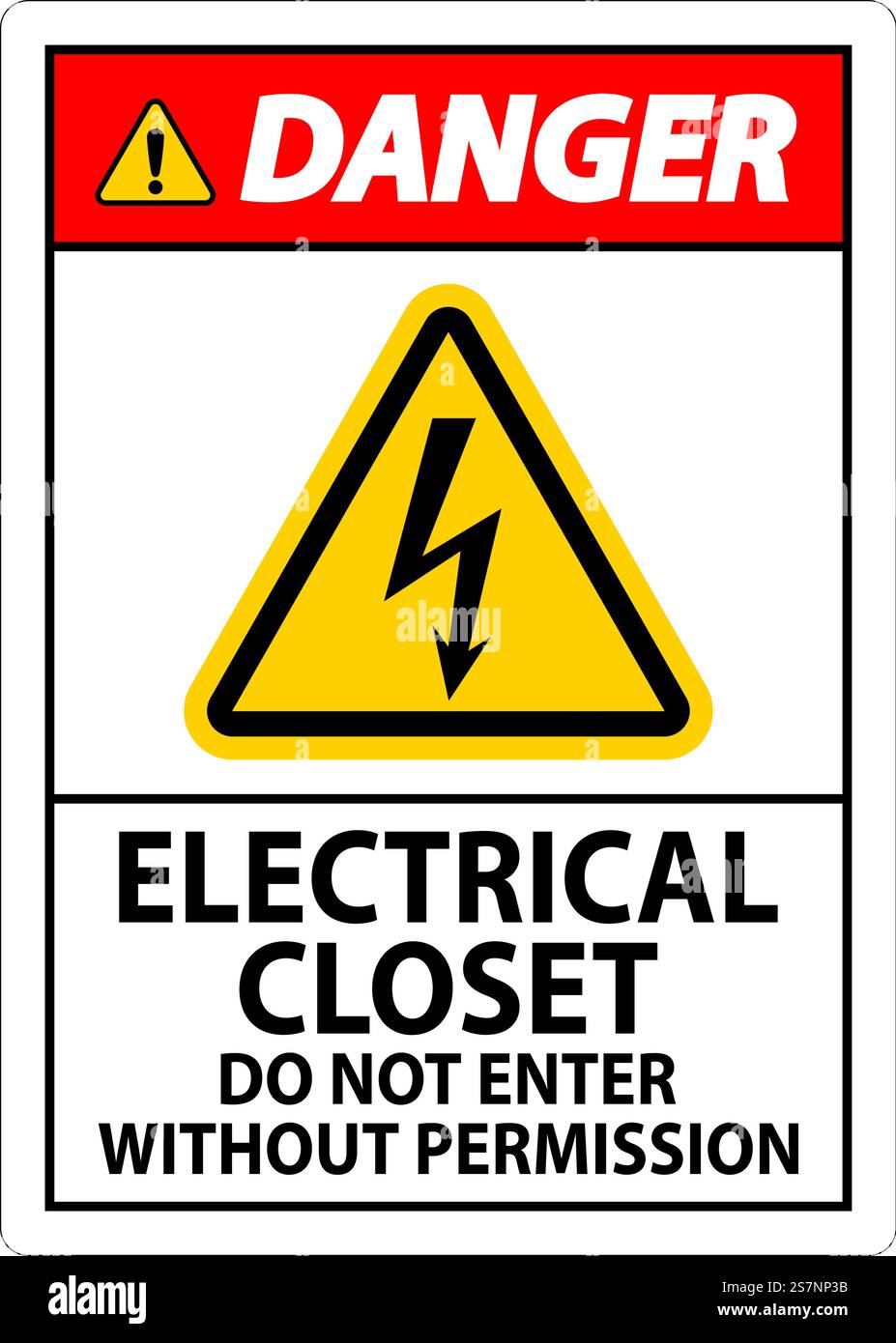 Danger Sign Electrical Closet - Do Not Enter Without Permission Stock ...