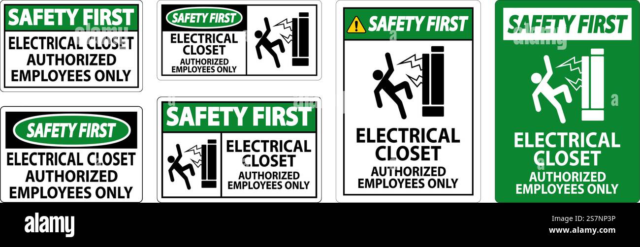 Safety First Sign Electrical Closet - Authorized Employees Only Stock ...