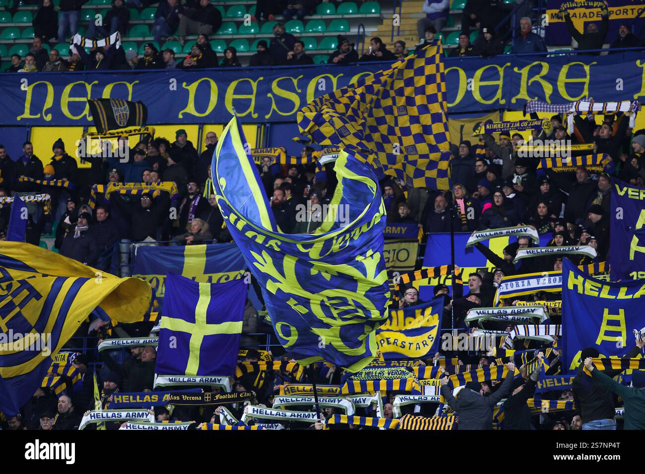 Verona, Italy. 19th Jan, 2025. Hellas Verona FC's fans seen during the ...