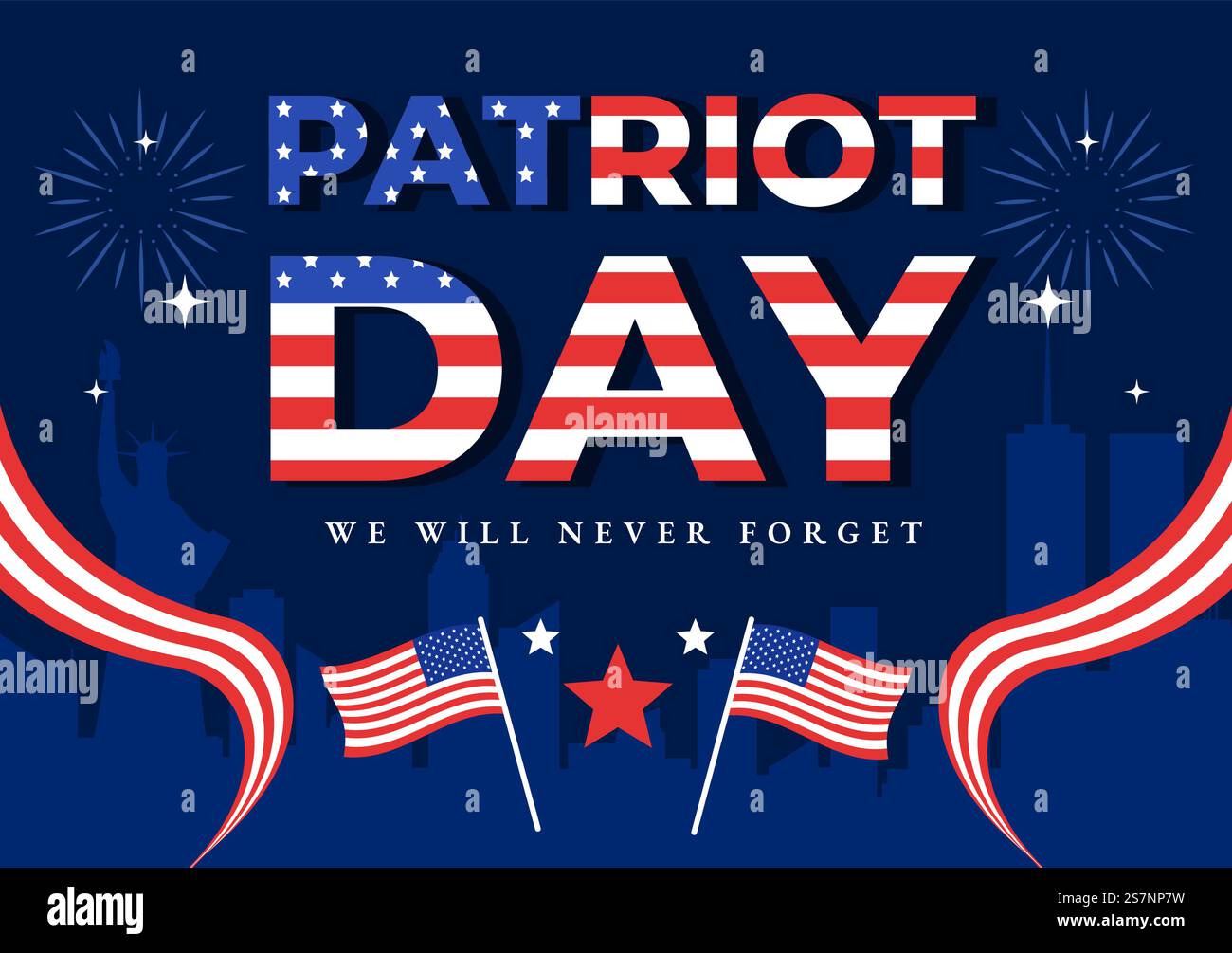 Happy USA Patriot Day Vector Illustration with United States Flag, 911 ...