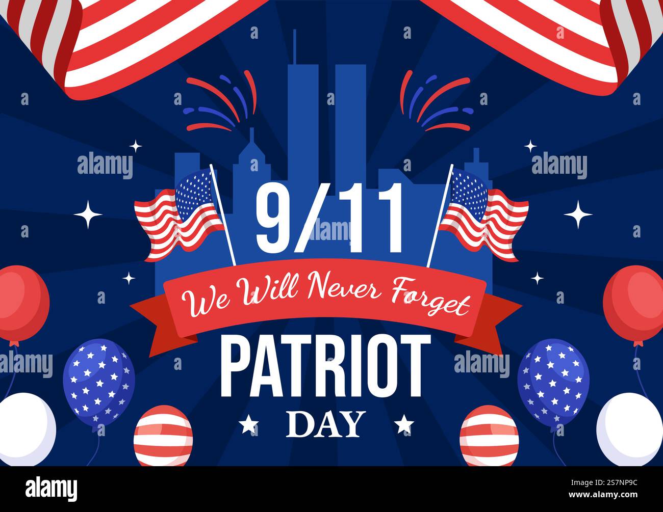 Happy USA Patriot Day Vector Illustration with United States Flag, 911 ...