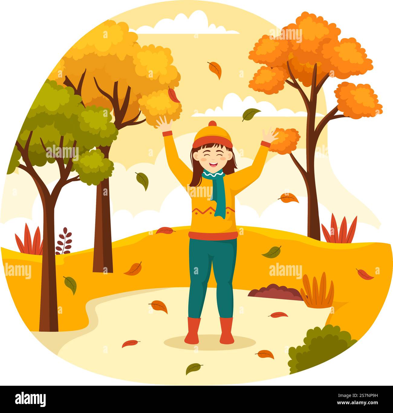 Fall Activity Vector Illustration with Activities like a People Rides a ...