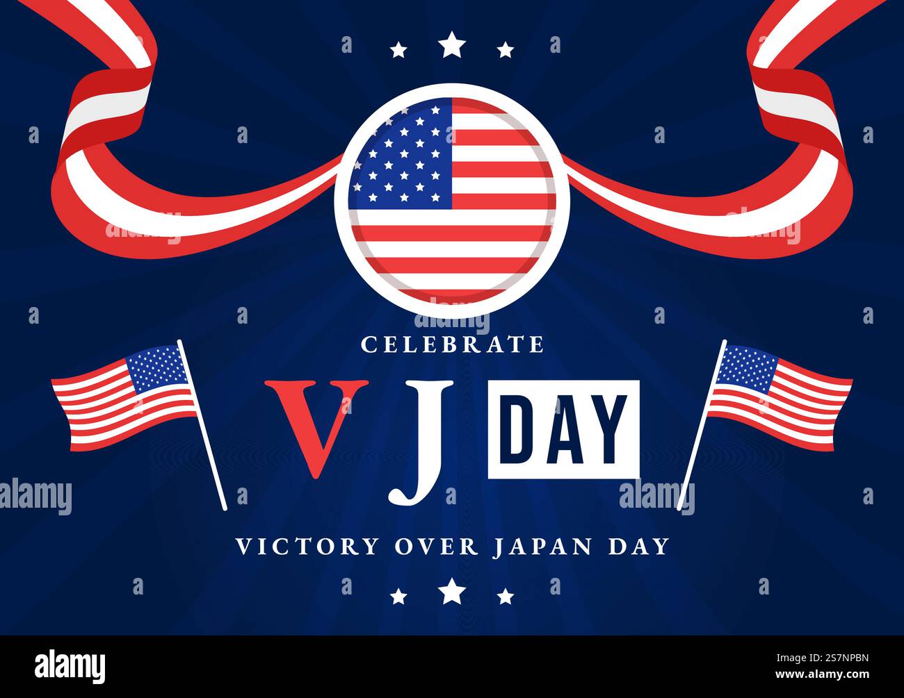 VJ Victory Over Japan Day Celebrate Vector Illustration with United ...