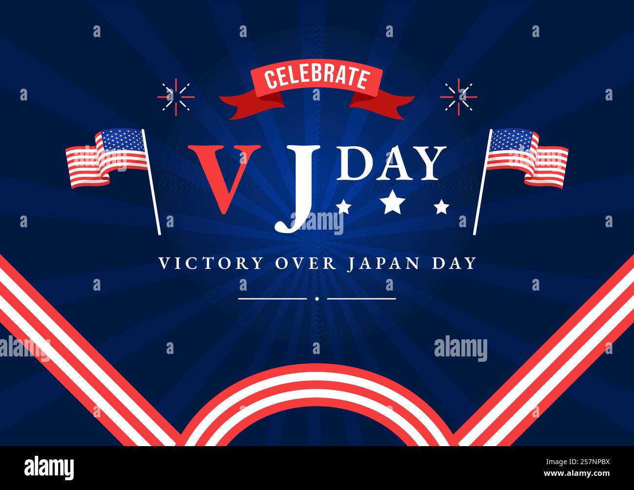 VJ Victory Over Japan Day Celebrate Vector Illustration with United ...