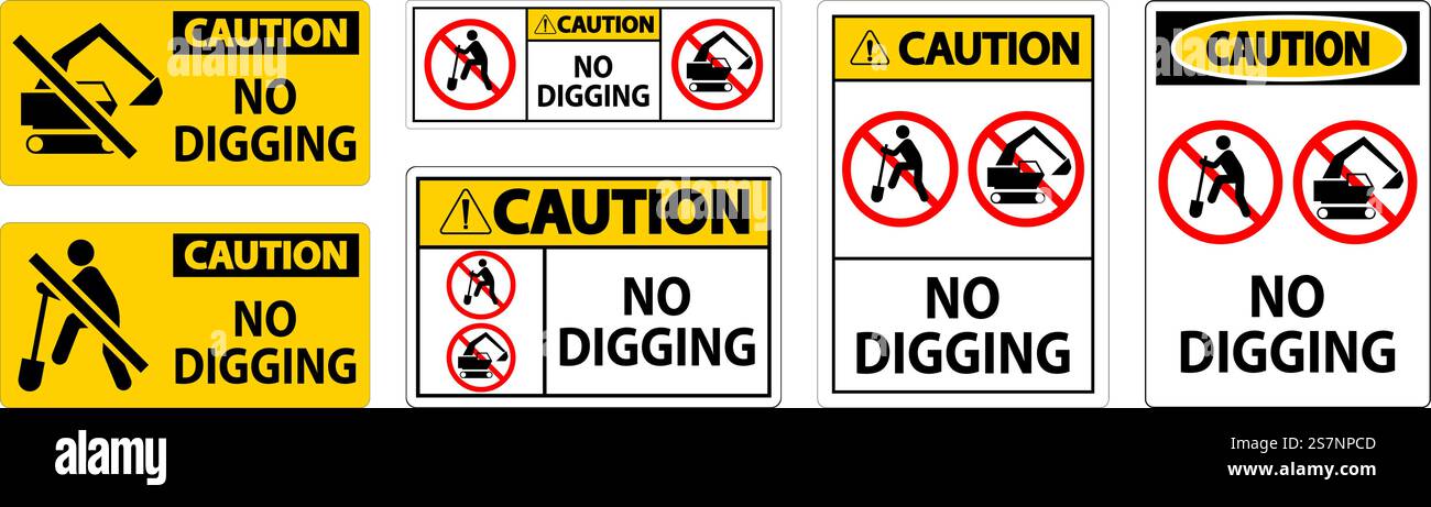 Caution Sign, No Digging Sign Stock Vector Image & Art - Alamy