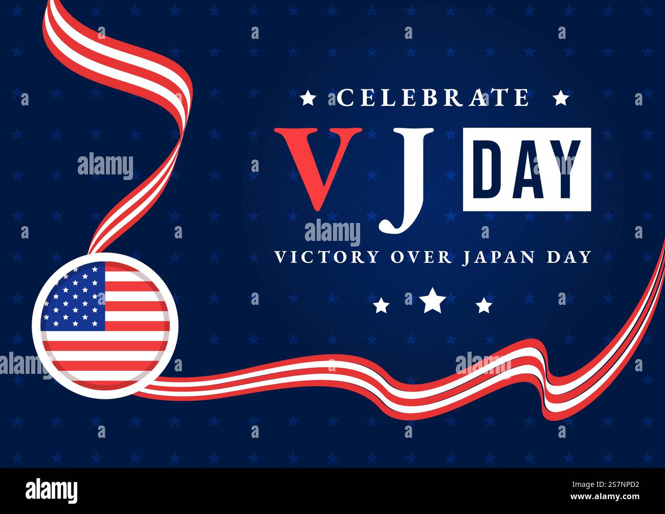 VJ Victory Over Japan Day Celebrate Vector Illustration with United ...
