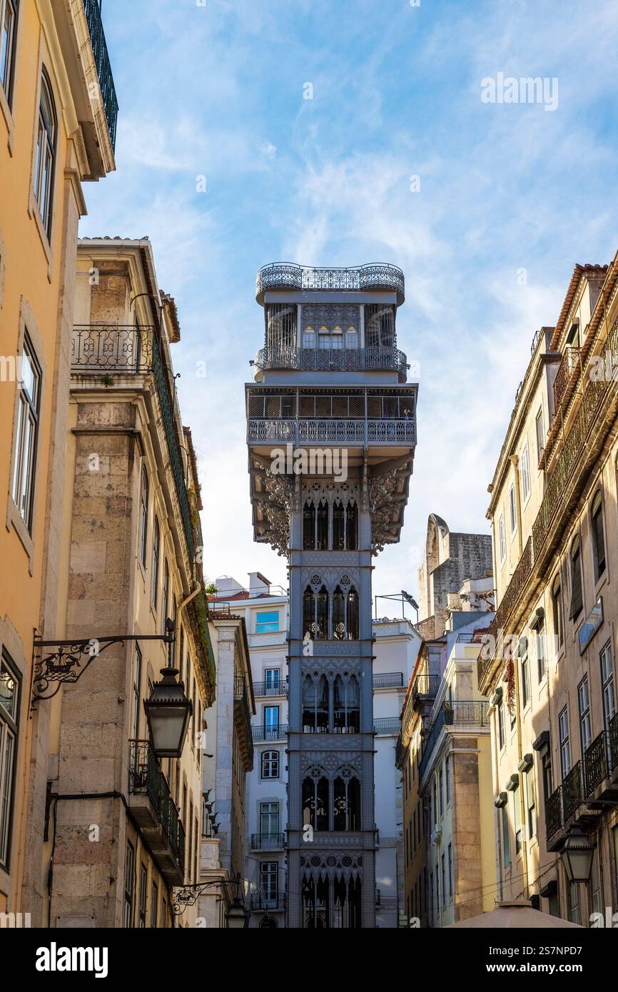 Historic 19th century Elevador de Santa Justa, an elevator lift in the ...