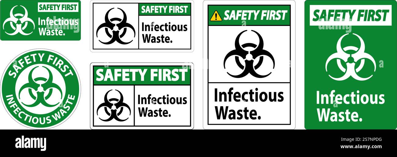 Safety First Label Infectious Waste Sign Stock Vector Image & Art - Alamy