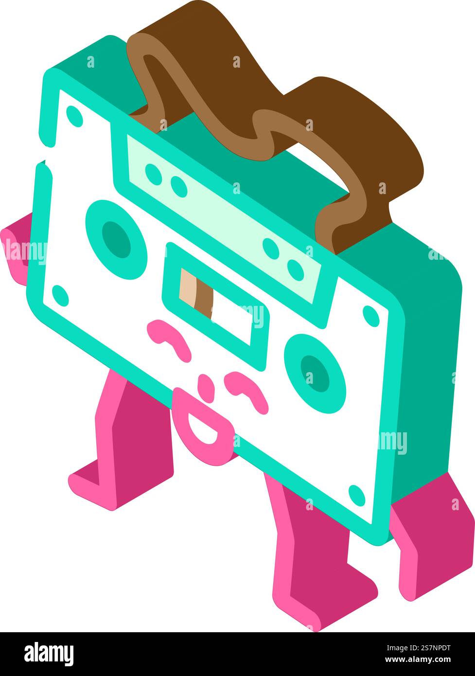 cassette tape retro music character isometric icon vector. cassette ...
