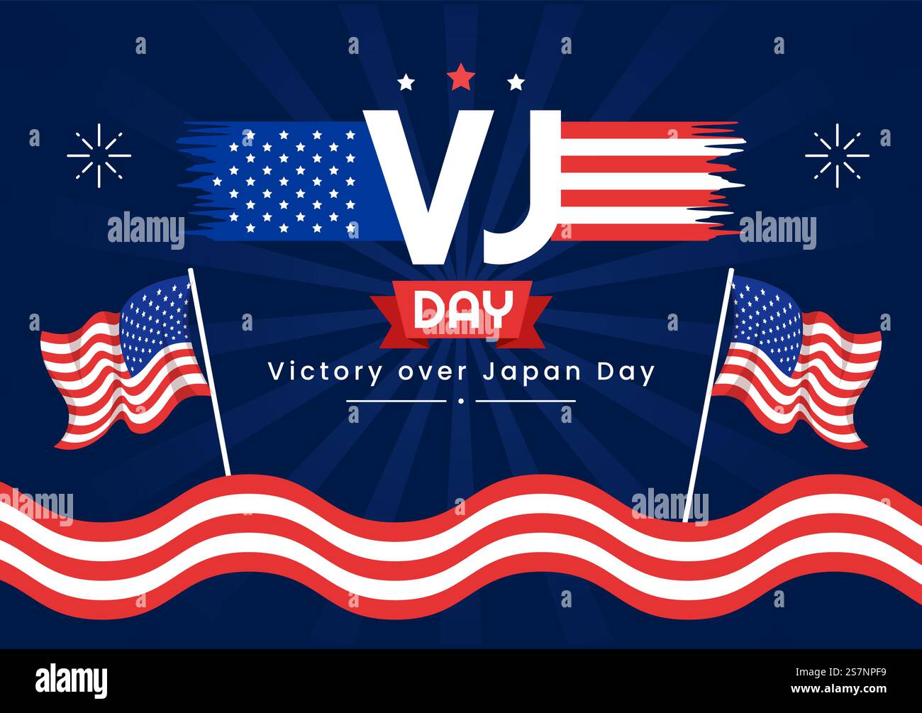 VJ Victory Over Japan Day Celebrate Vector Illustration with United ...