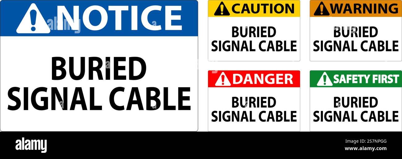 Danger Sign, Buried Signal Cable Sign Stock Vector Image & Art - Alamy