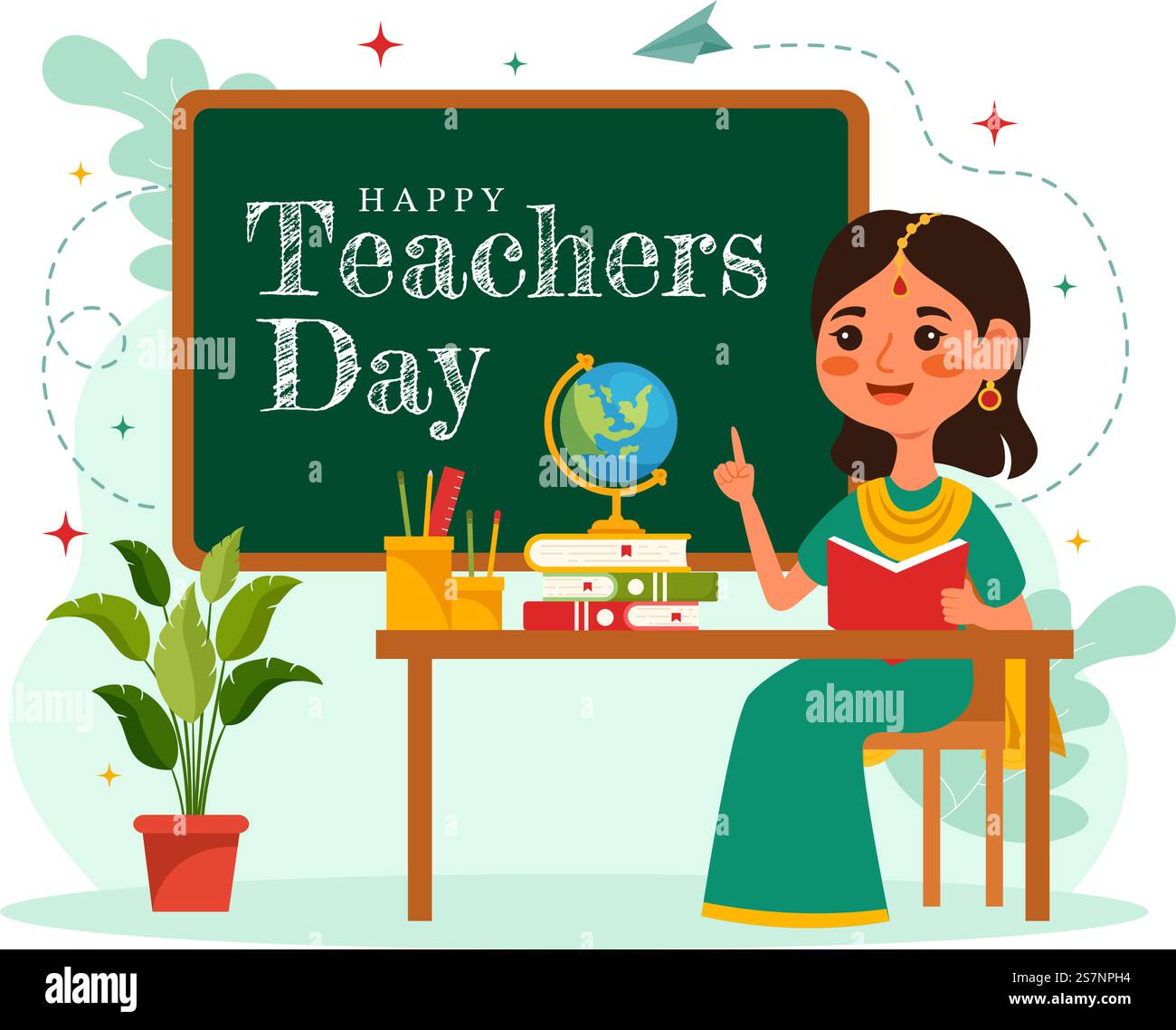 Happy Teacher day in India Vector Illustration with the Teachers Wear ...