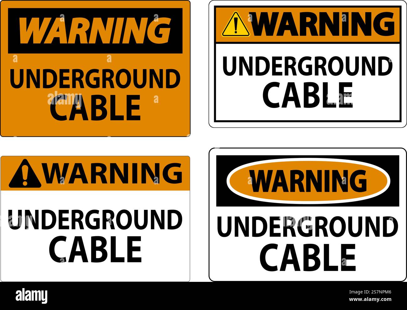 Warning Sign, Underground Cable Stock Vector Image & Art - Alamy