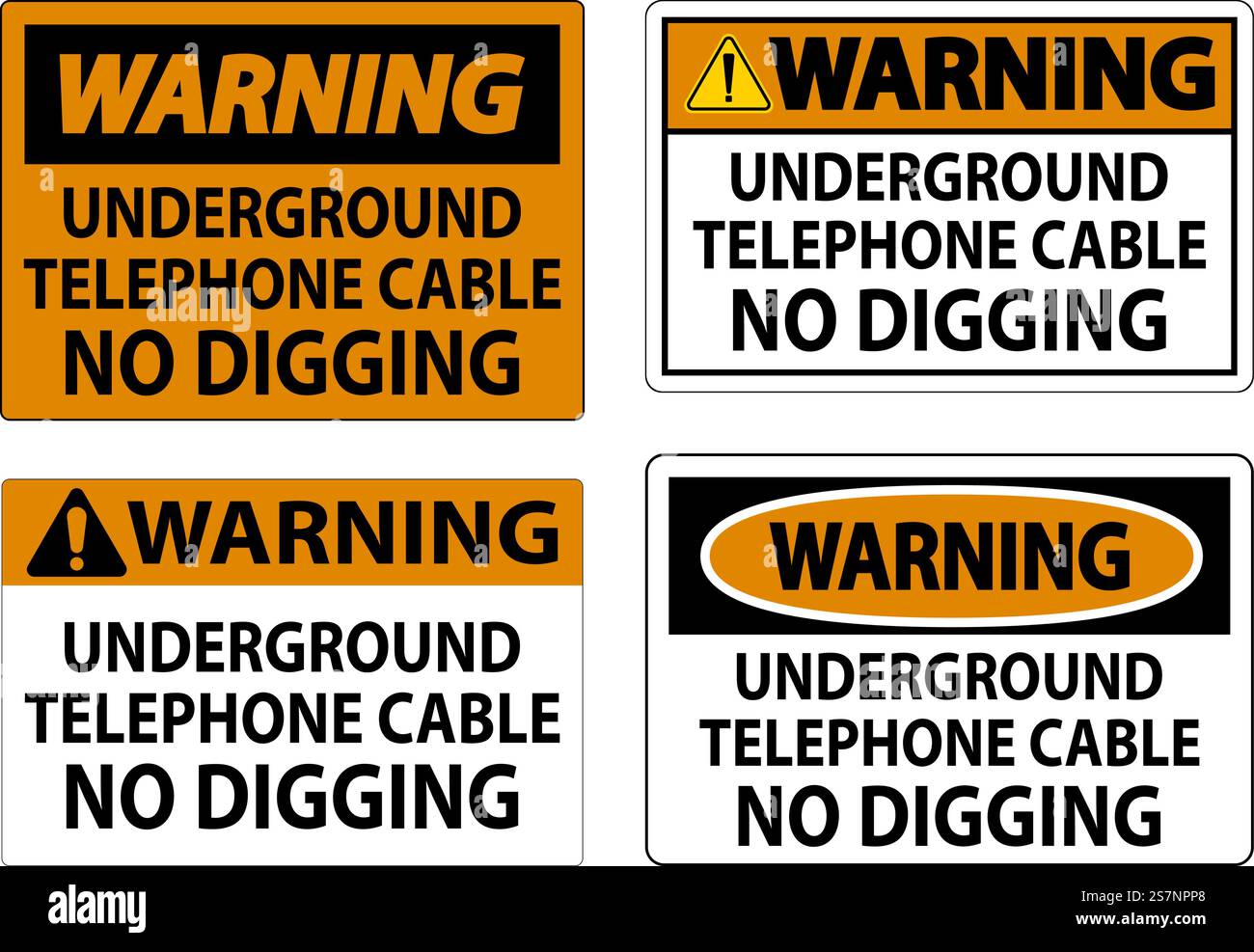 Warning Sign, Underground Telephone Cable No Digging Stock Vector Image ...