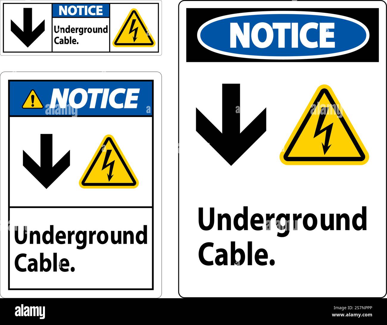 Notice Sign, Underground Cable Sign Stock Vector Image & Art - Alamy