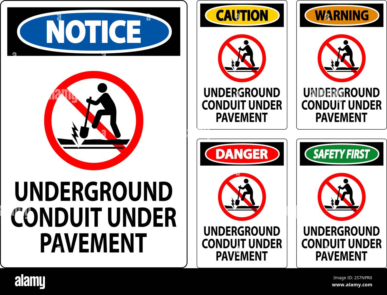 Danger Sign, Underground Conduit Under Pavement Stock Vector Image ...