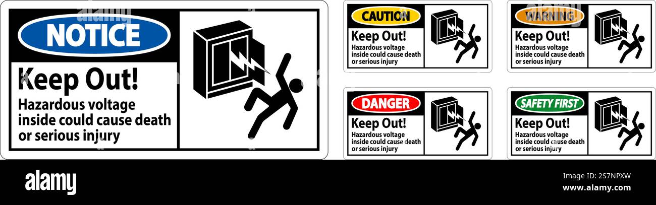 Warning Sign Keep Out Hazardous Voltage Inside, Could Cause Death Or ...