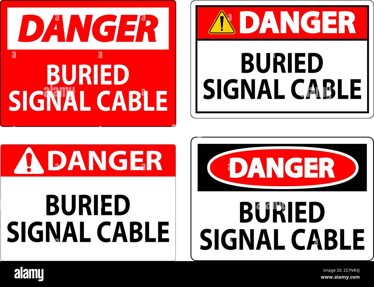 Danger Sign, Buried Signal Cable Sign Stock Vector Image & Art - Alamy